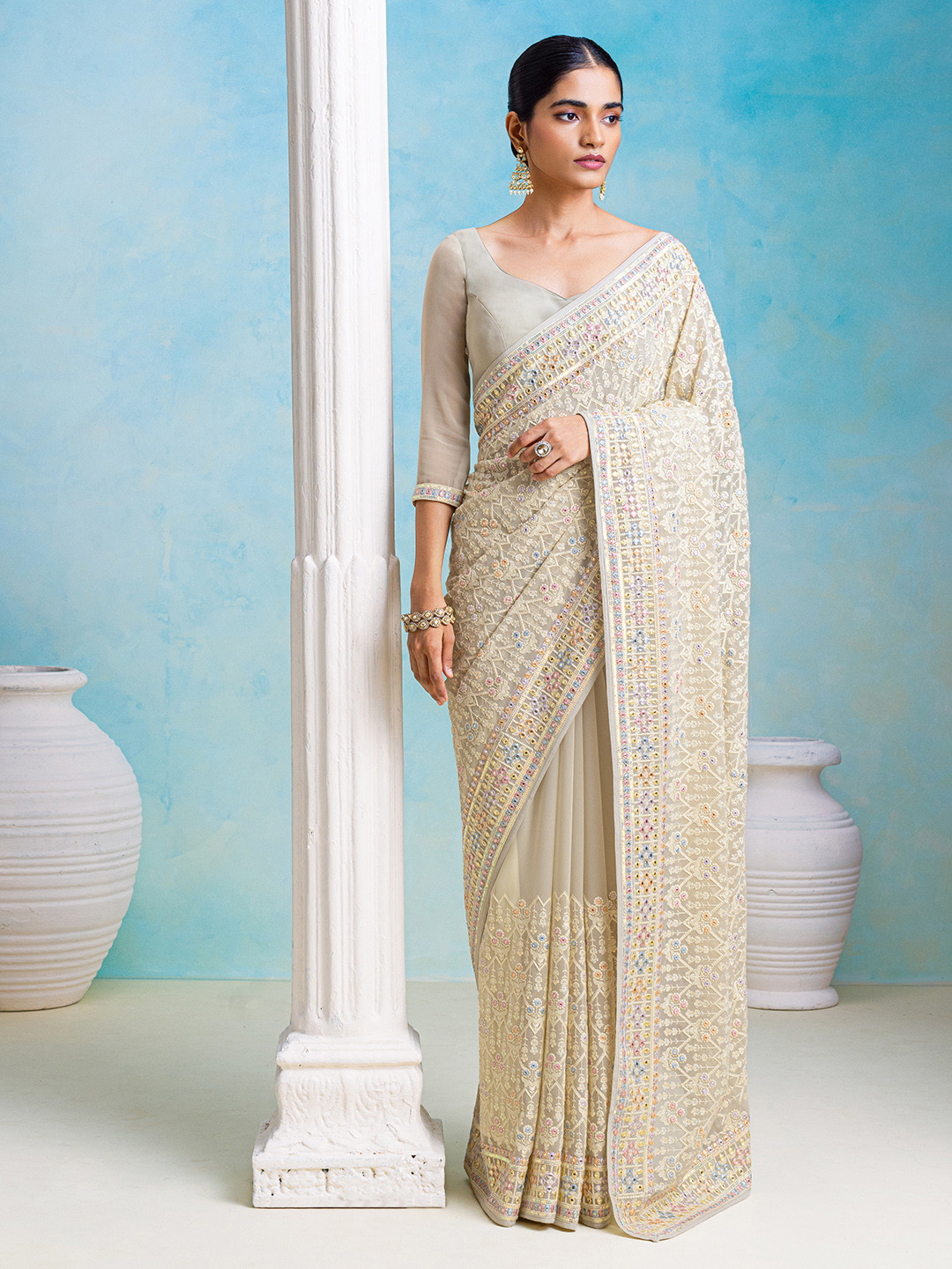 Buy Soch Ethnic Motifs Embroidered Saree - Sarees for Women 24240032 ...