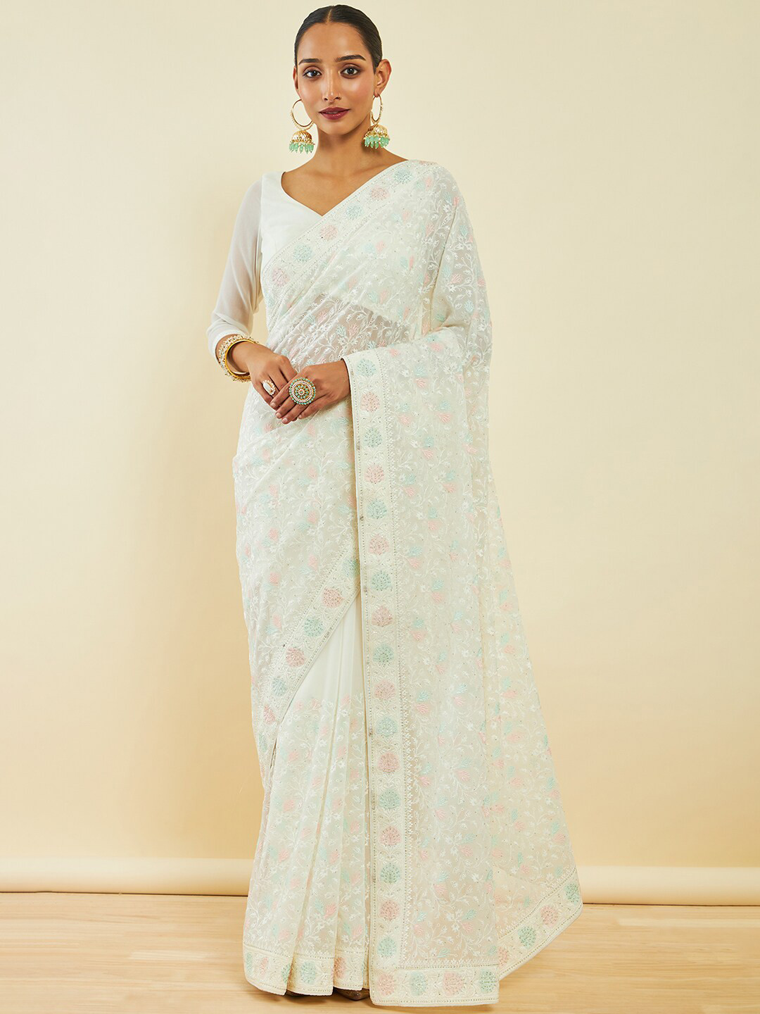 Buy Soch Floral Embroidered Saree - Sarees for Women 24240034 | Myntra