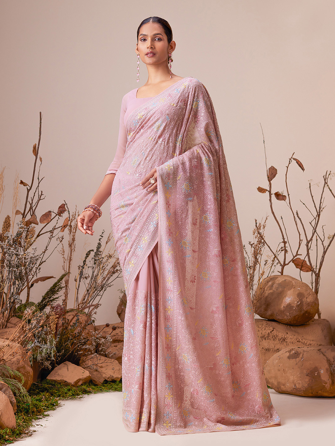 Buy Soch Floral Embroidered Saree - Sarees for Women 24240052 | Myntra