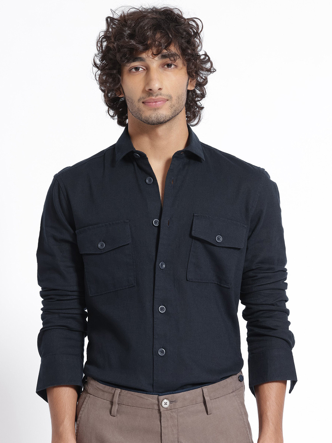 Buy RARE RABBIT Men Lang Regular Fit Spread Collar Cotton Shirt ...