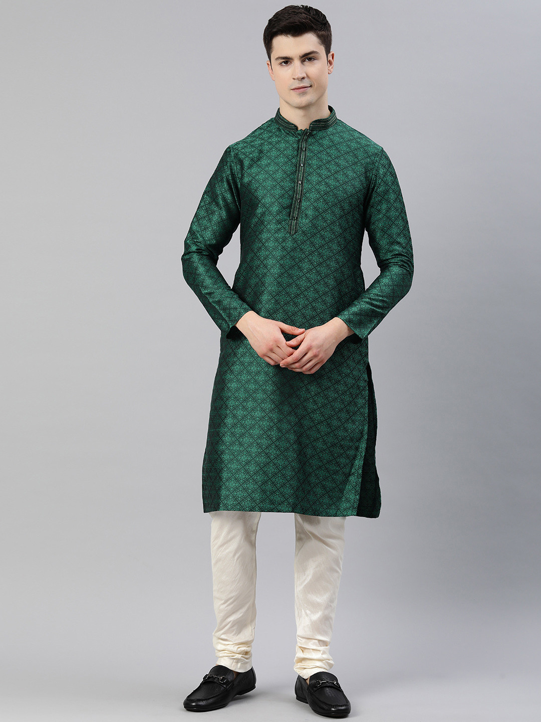 Buy Manthan Men Ethnic Motifs Woven Design Zari Kurta With Pyjamas ...