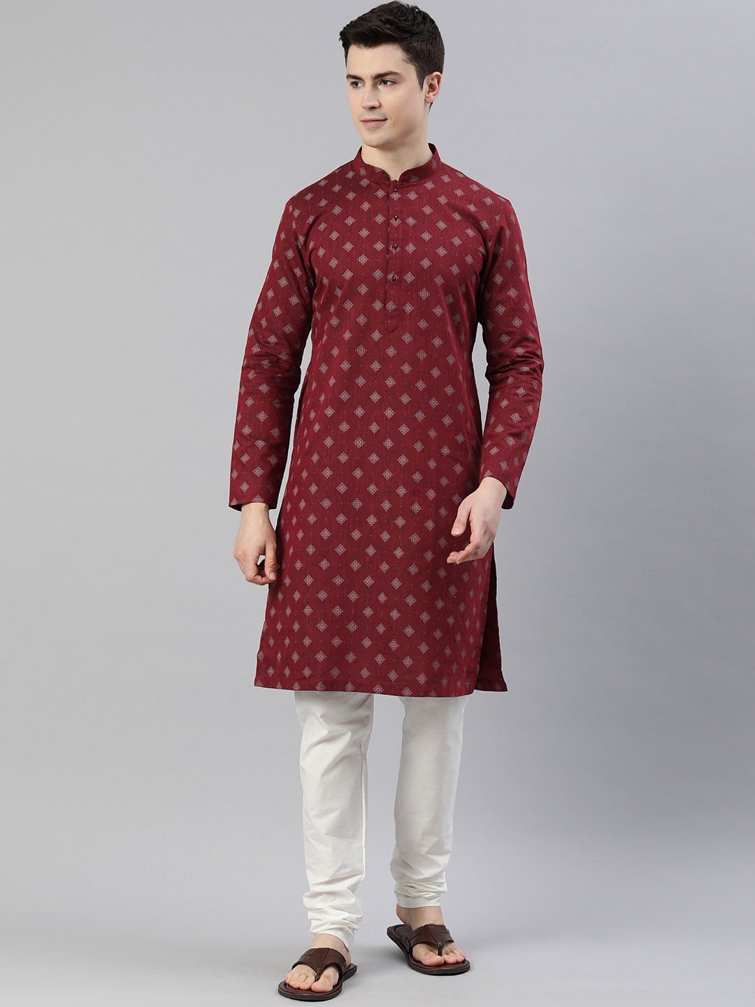 Buy Manthan Men Woven Design Ethnic Motifs Kurta - Kurtas for Men ...