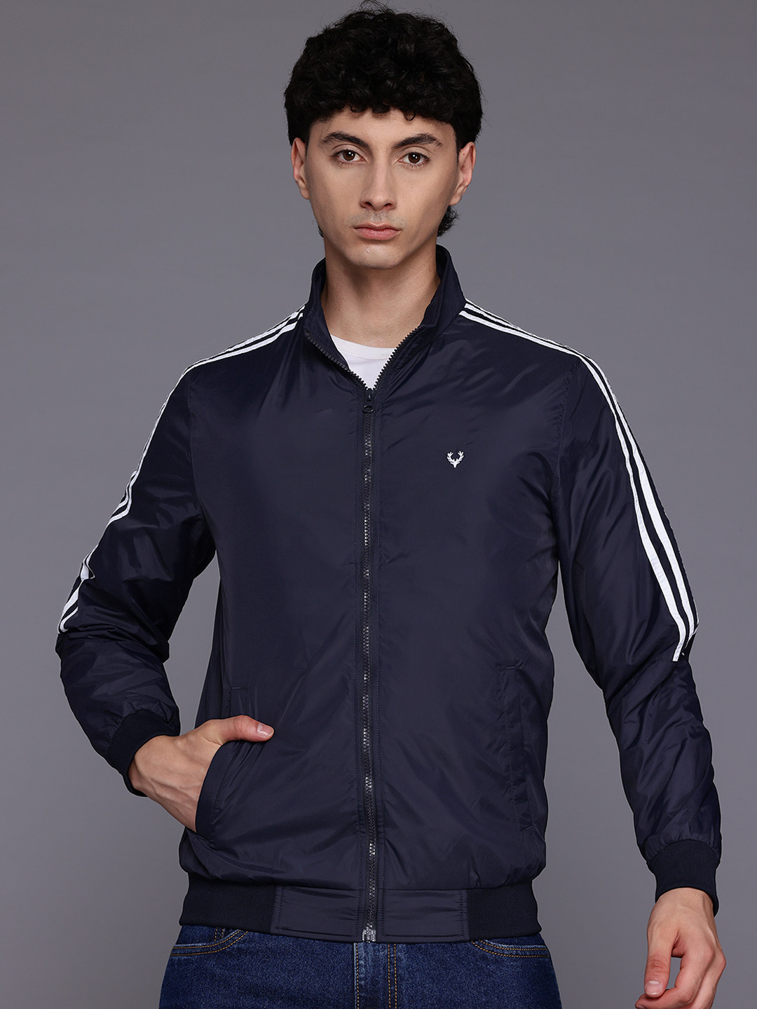 Buy Allen Solly Sport Contrast Stripe Bomber Jacket - Jackets for Men ...
