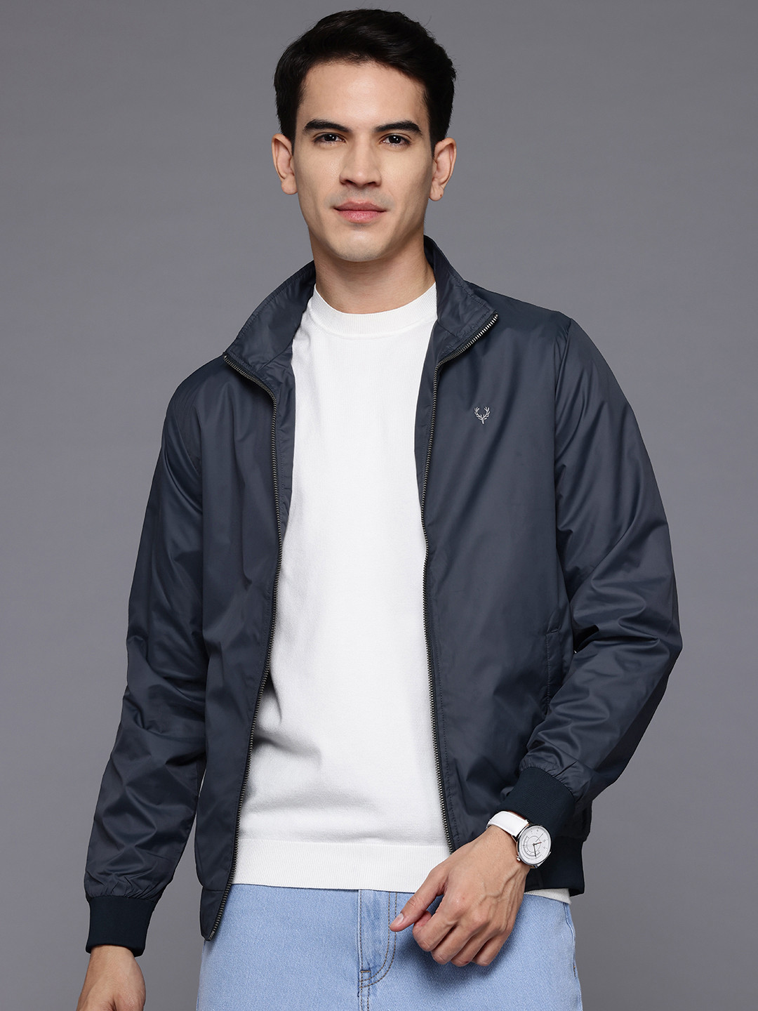Buy Allen Solly Sport Mock Collar Solid Bomber - Jackets for Men ...