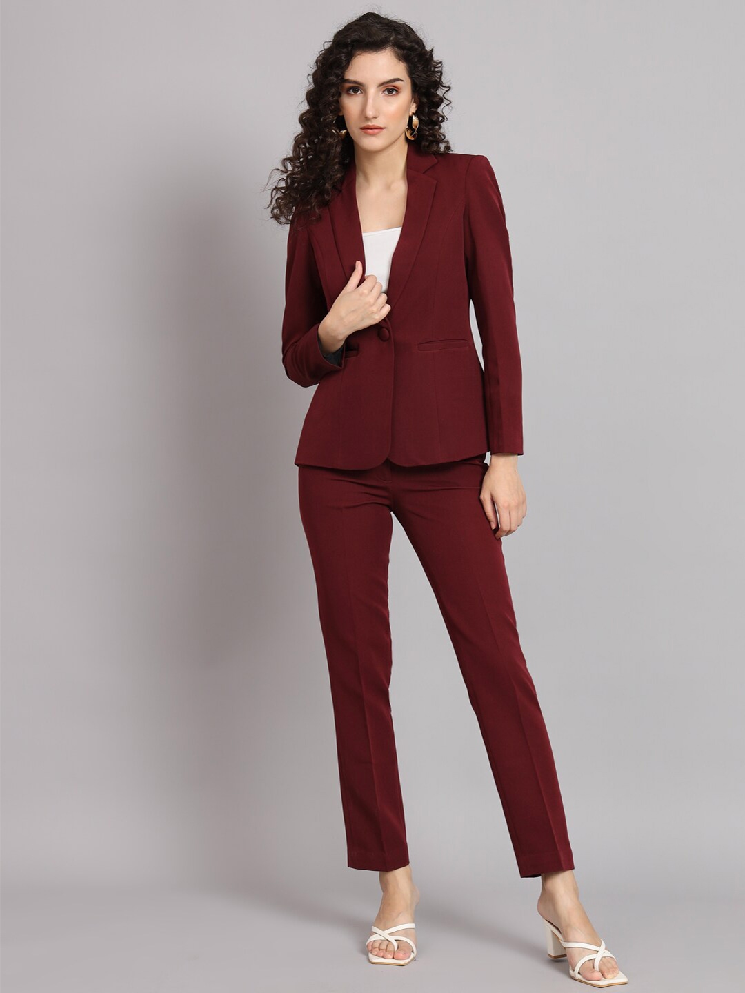Buy Powersutra Single Breasted Blazer And Trousers Suits For Women 24251486 Myntra