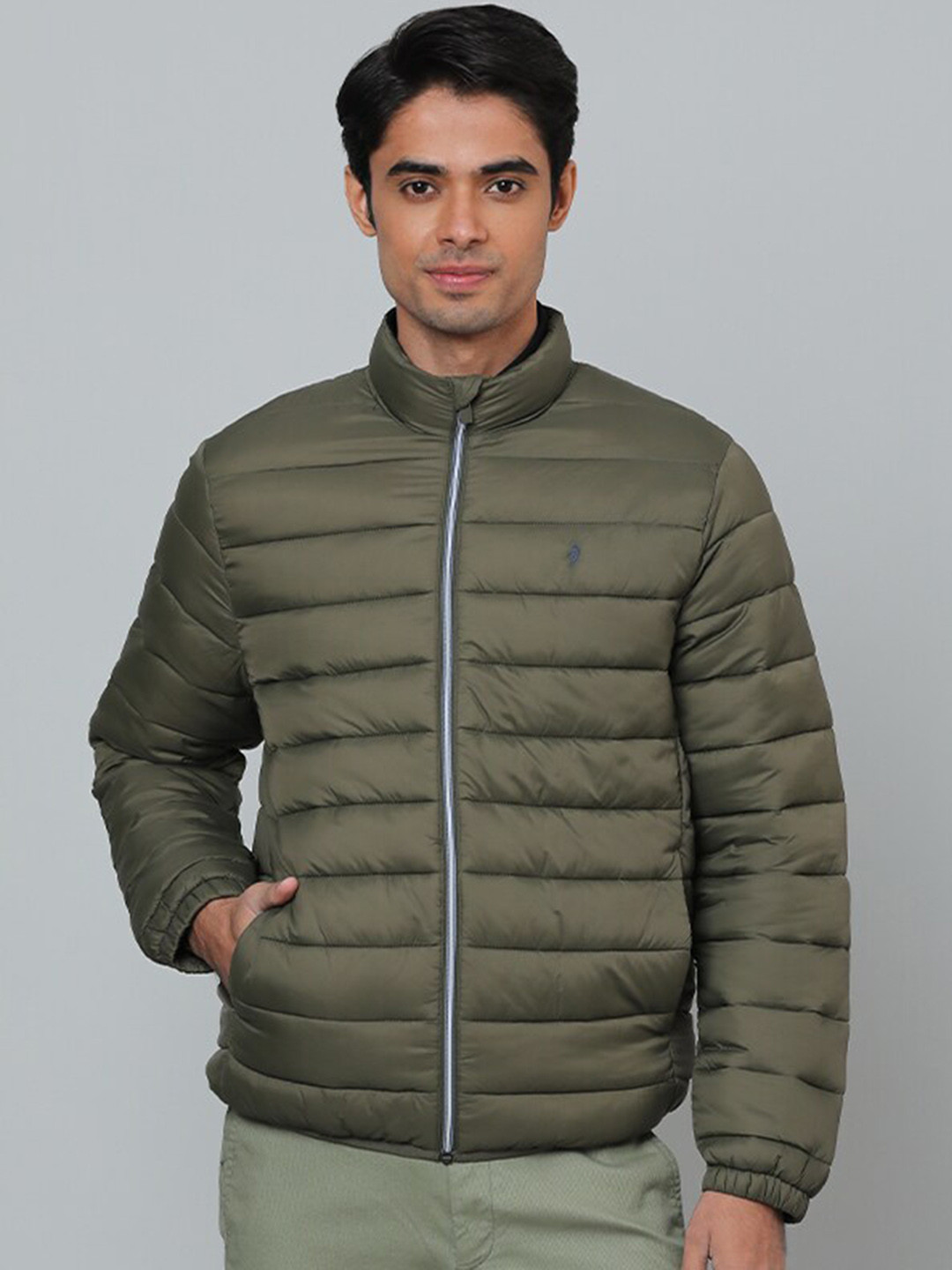 Buy Indian Terrain Mock Collar Zip Detail Nylon Padded Jacket - Jackets ...