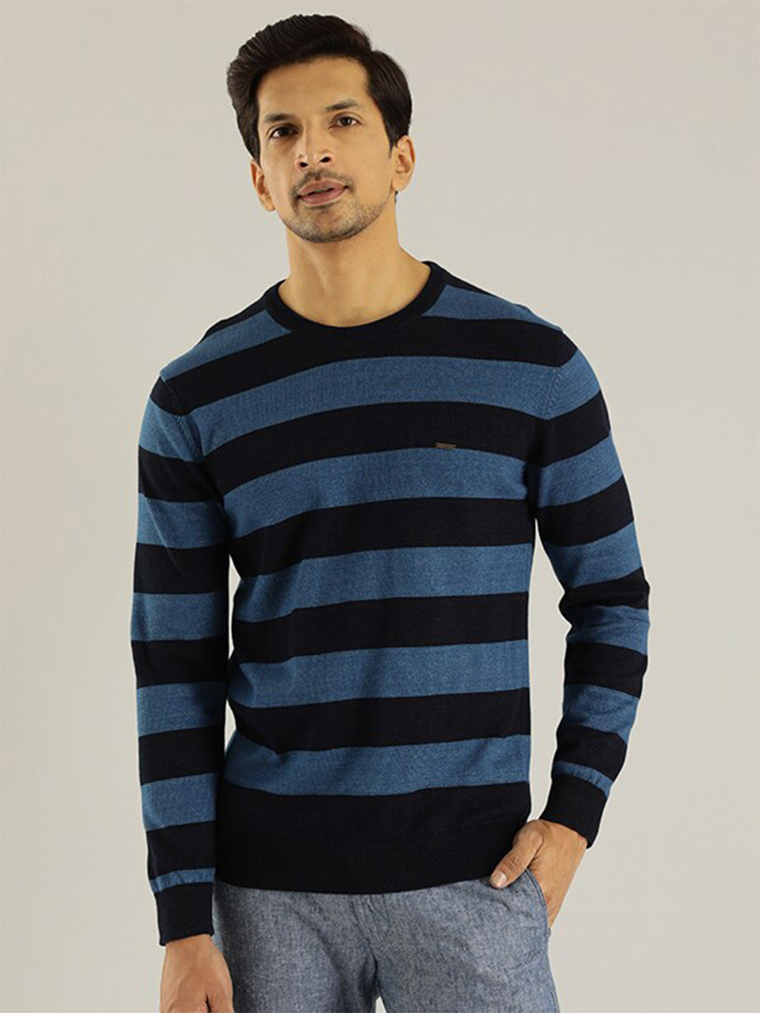 Buy Indian Terrain Striped Pure Cotton Pullover - Sweaters for Men ...
