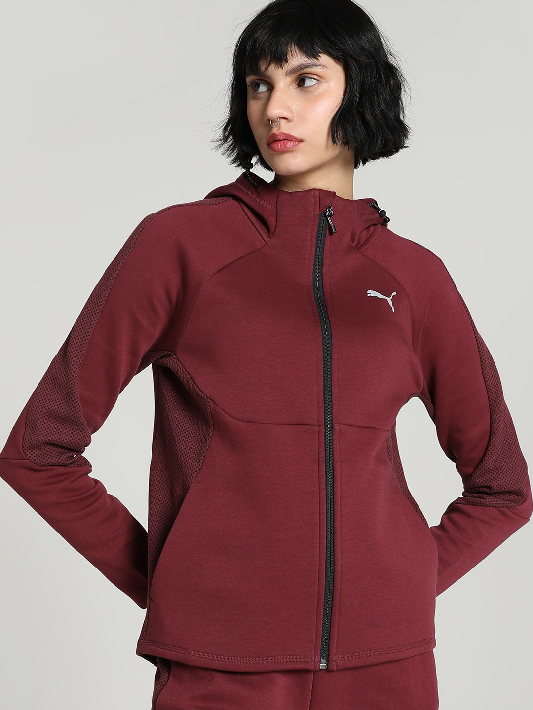 Buy Puma Women EVOSTRIPE Cotton Hooded Sporty Jacket - Jackets for ...