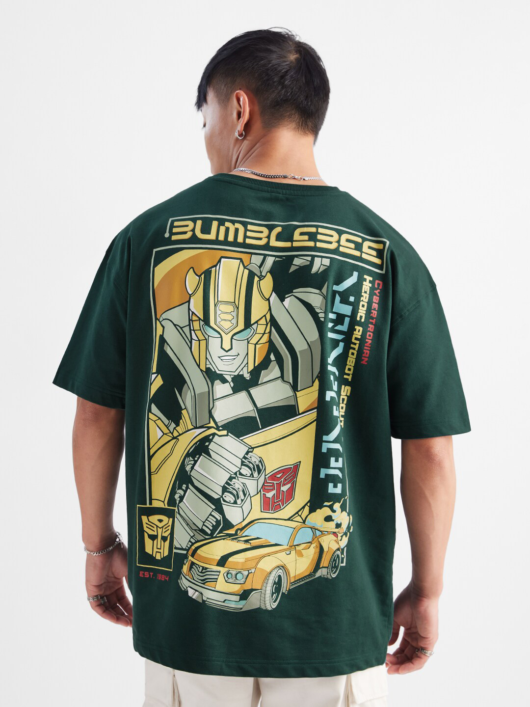 Buy The Souled Store Green Transformers Printed Drop Shoulder Sleeves ...