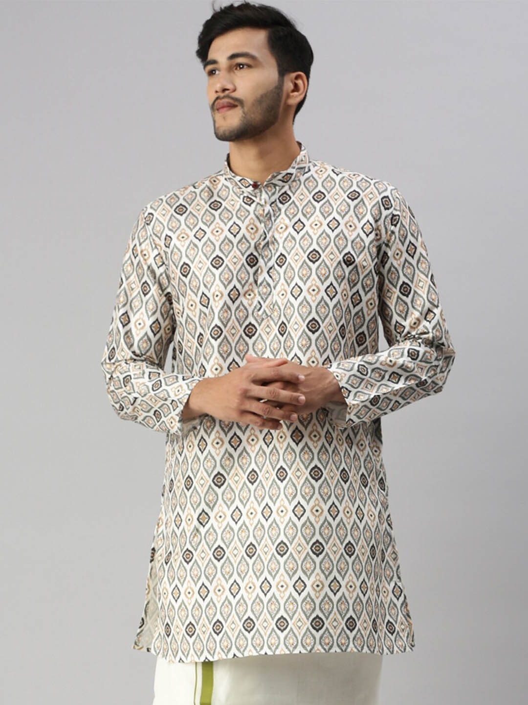 Buy Ramraj Ethnic Motif Printed Straight Kurta - Kurtas for Men ...