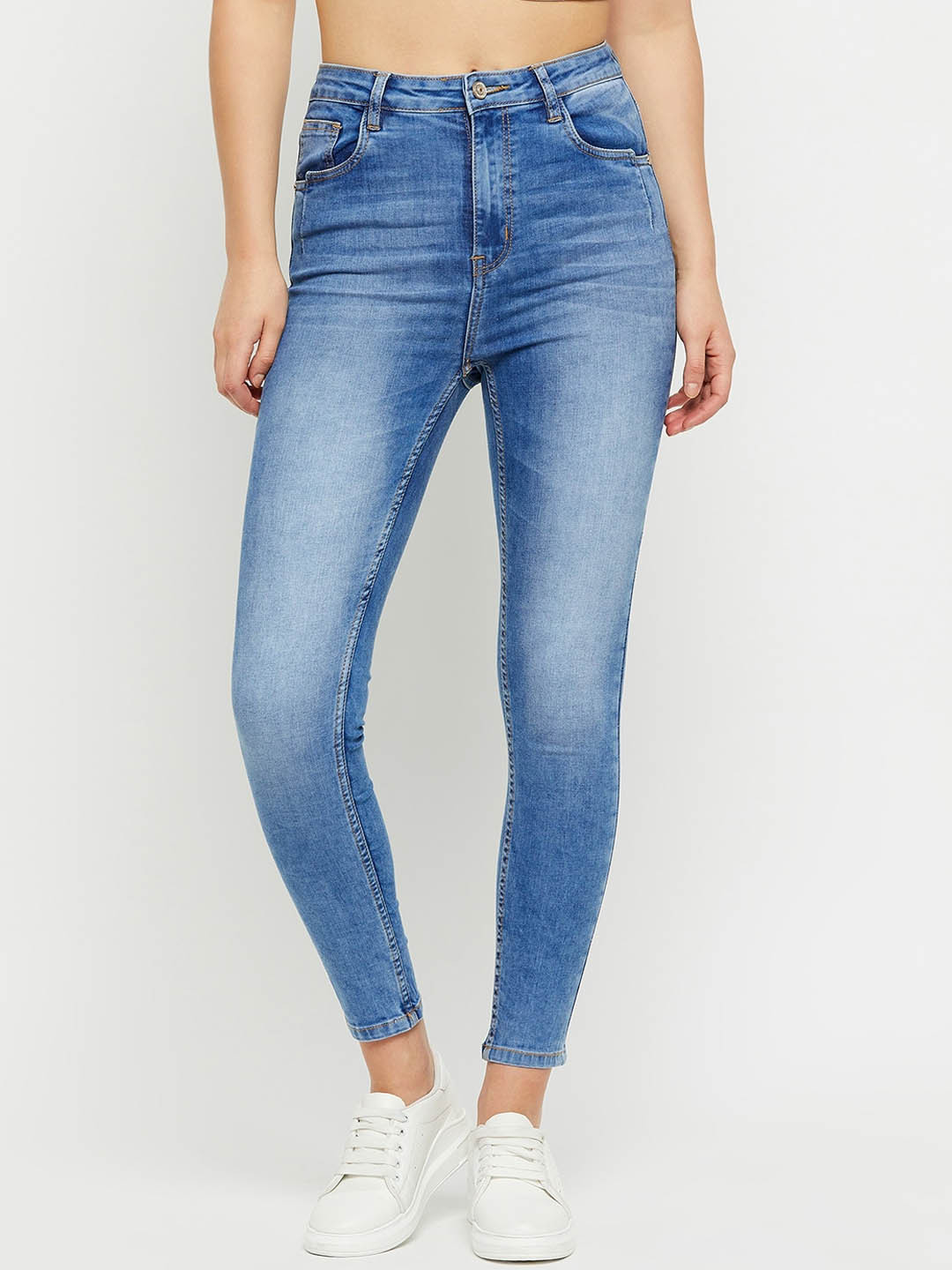 Buy Madame Women Slim Fit High Rise Clean Look Cotton Jeans - Jeans for ...