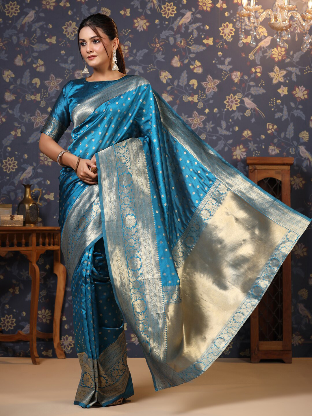 Buy House Of Pataudi Ethnic Motifs Woven Design Zari Pure Silk Banarasi ...