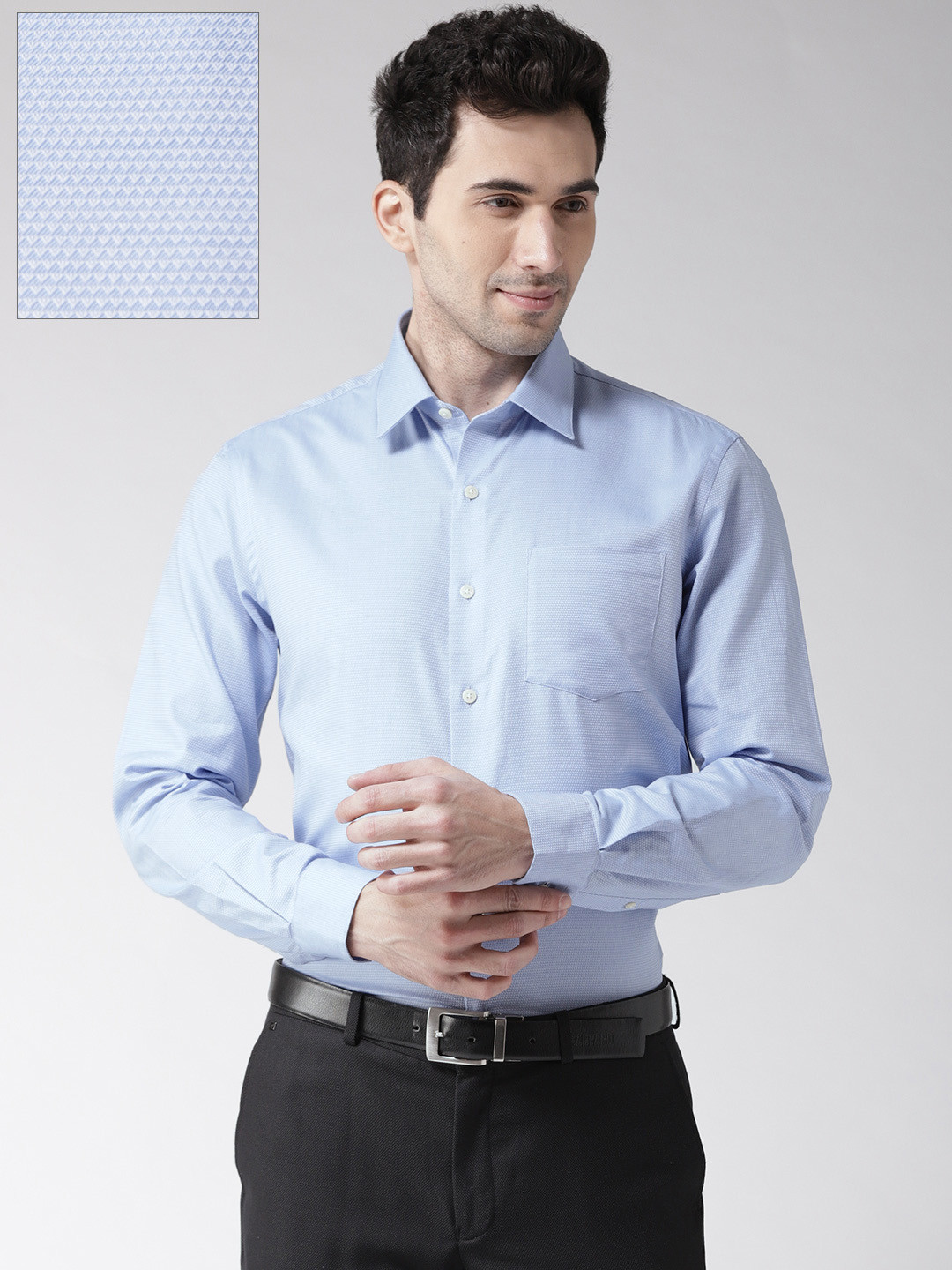 Buy Arrow Men Blue Snug Slim Fit Self Design Formal Shirt - Shirts for ...