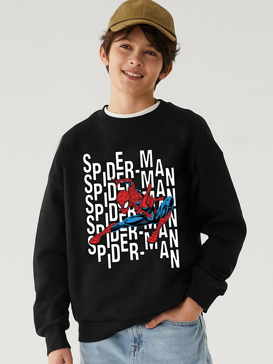 Buy KINSEY Boys Spiderman Printed Fleece Sweatshirt - Sweatshirts for ...