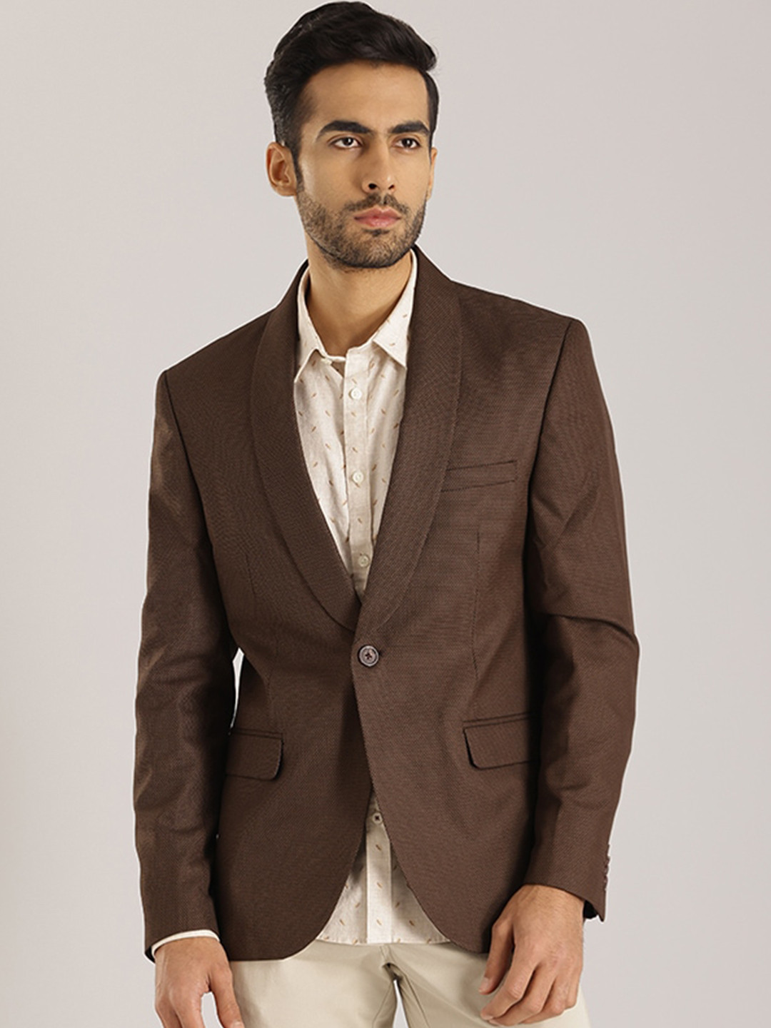 Buy Indian Terrain Shawl Collar Single Breasted Formal Blazers ...