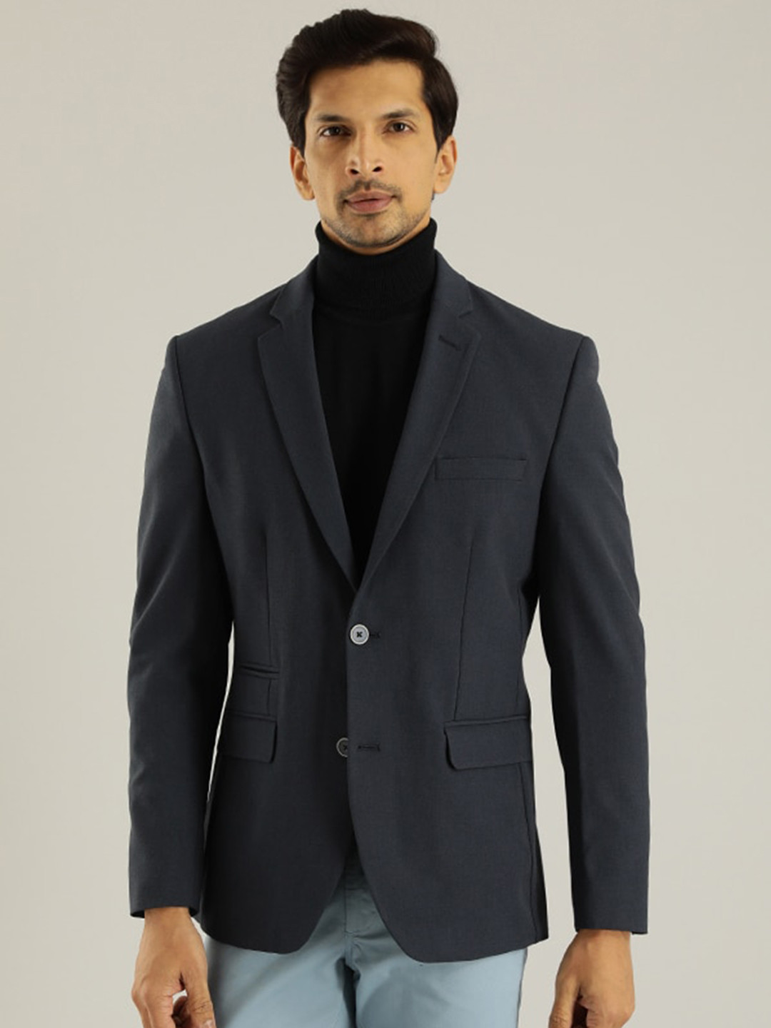Buy Indian Terrain Notched Lapel Single Breasted Formal Blazer ...