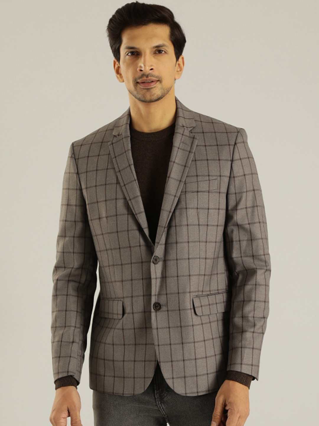 Buy Indian Terrain Checked Single Breasted Blazer - Blazers for Men ...