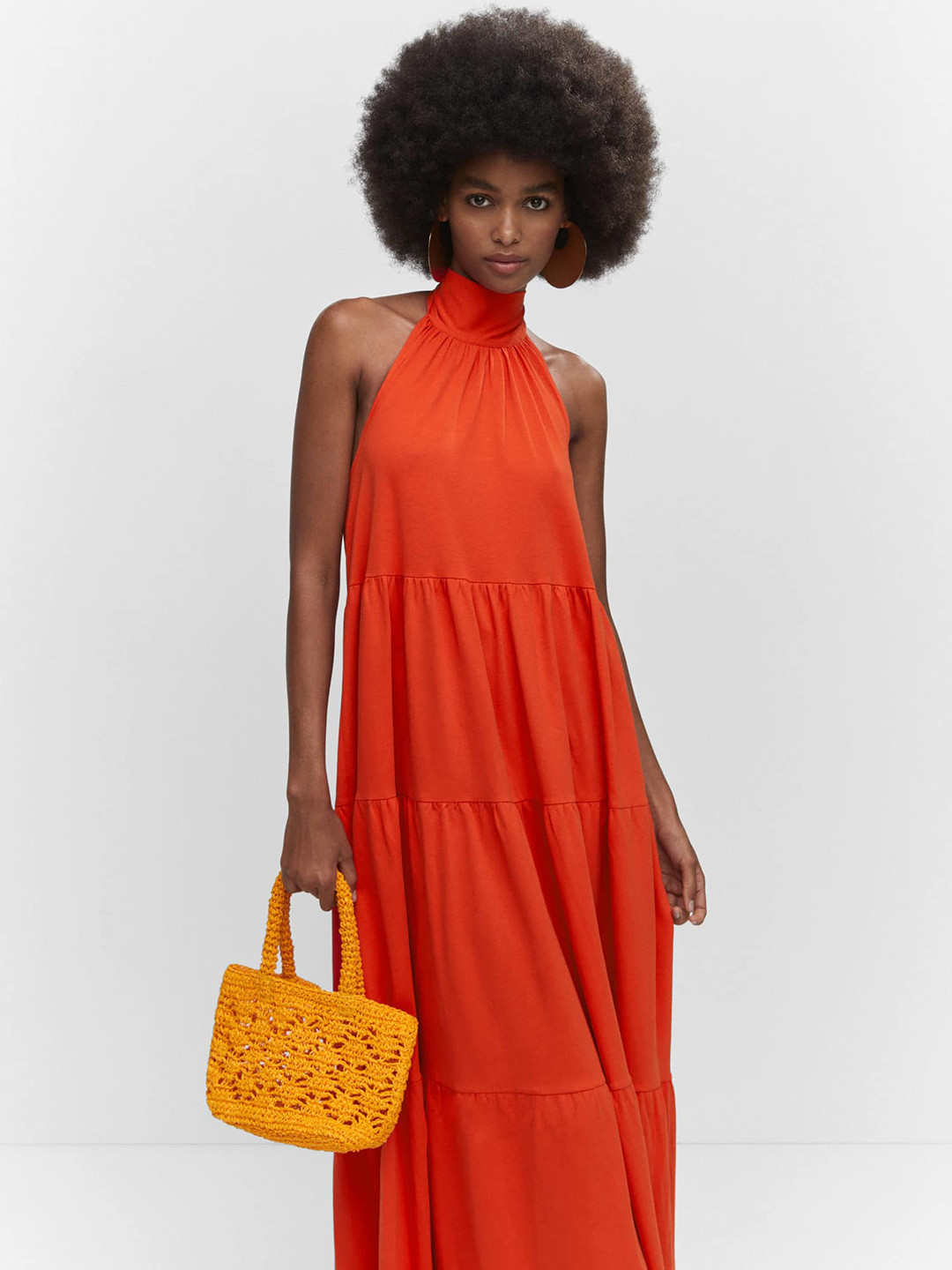 Buy MANGO Pure Cotton Halter Neck Maxi Dress - Dresses for Women ...