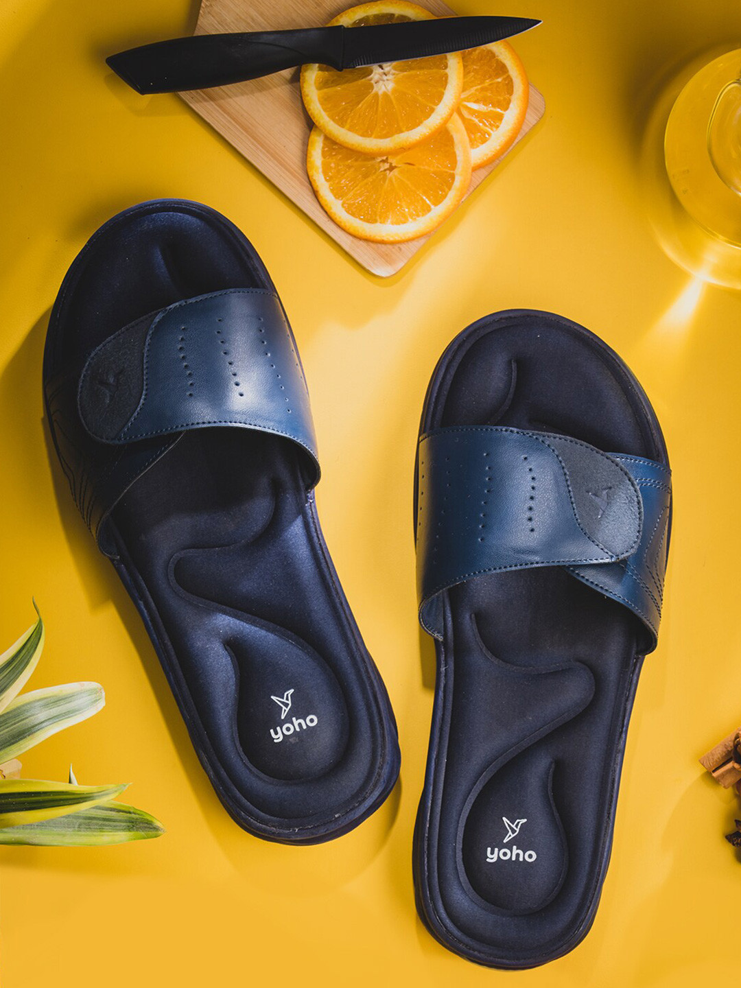 Buy Yoho Men Perforated Adjustable Strap Sliders - Flip Flops for Men ...