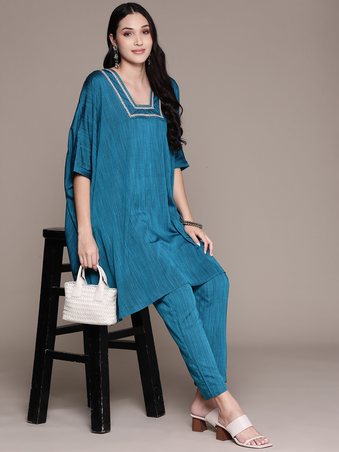 Buy Aarke Ritu Kumar Women Yoke Design Regular Kantha Work Kurta With ...