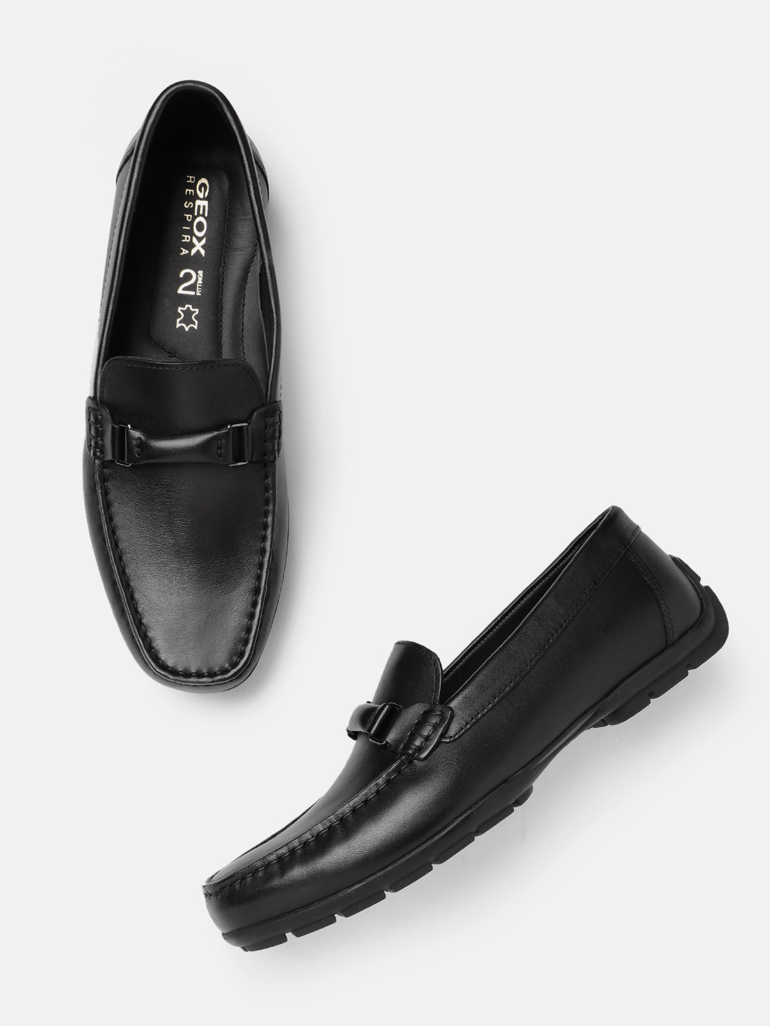 Buy Geox Men Black Leather Horsebit Loafers - Casual Shoes for Men ...