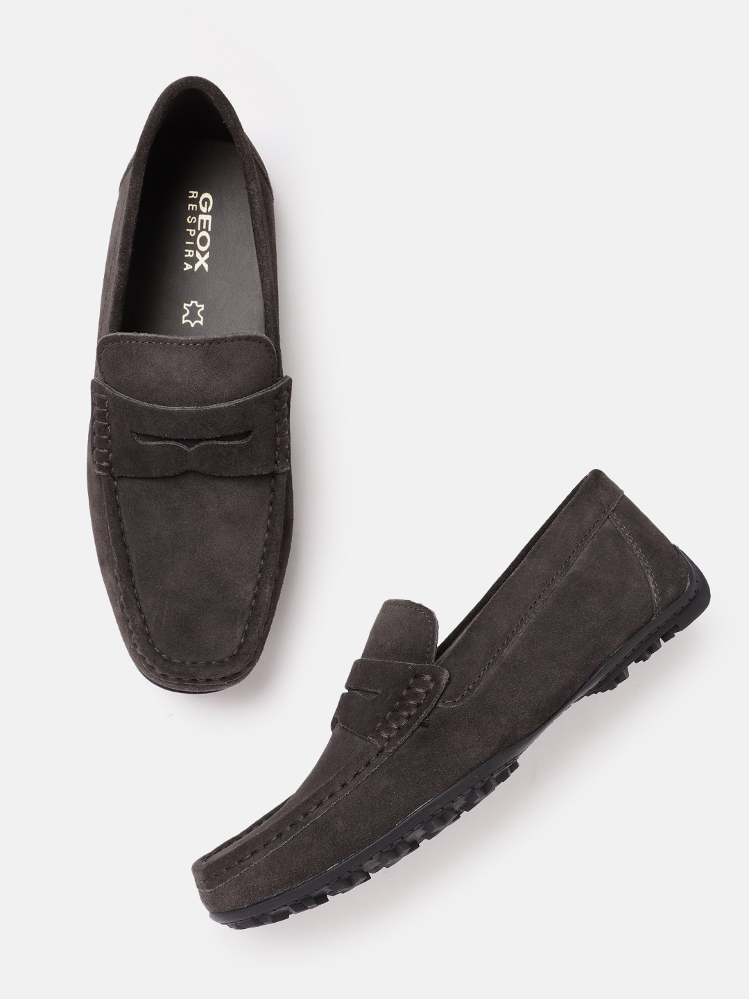 Buy Geox Men U Kosmopolis Plus Grip Leather Loafers - Casual Shoes for ...