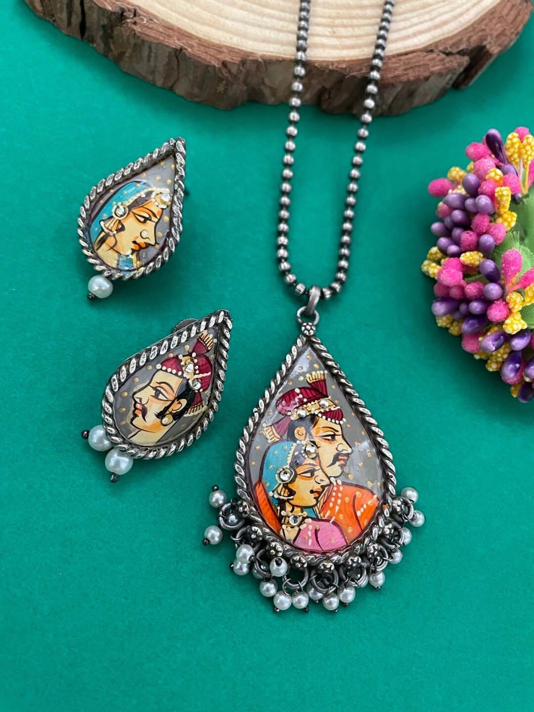 Buy Digital Dress Room Silver Plated Radha Krishna Jewellery Set ...