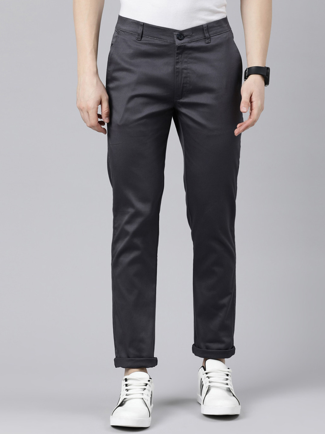 Buy CINOCCI Men Mid Rise Slim Fit Cotton Trousers - Trousers for Men ...