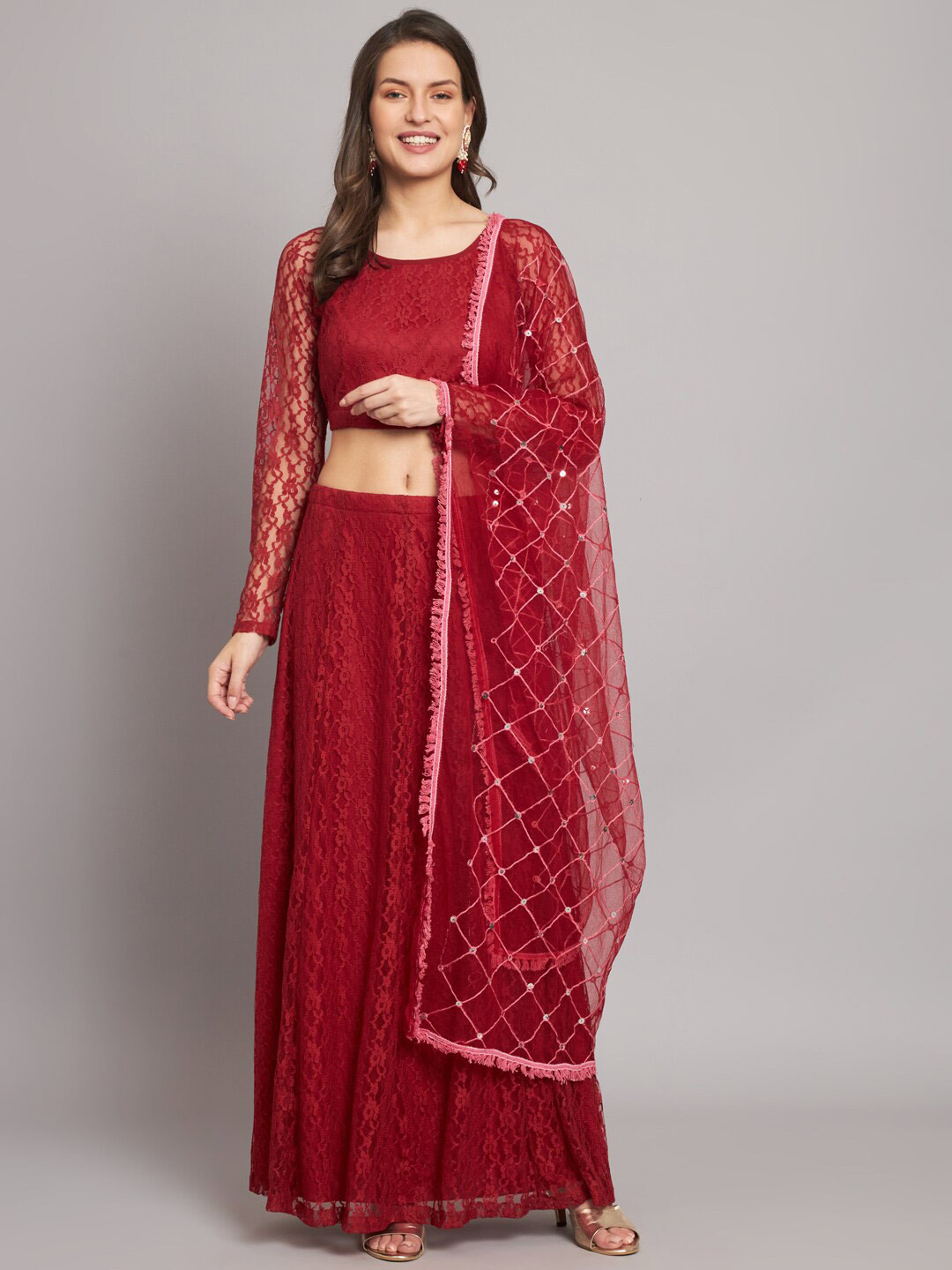 Buy HELLO DESIGN Embroidered Ready To Wear Lehenga & Blouse With ...