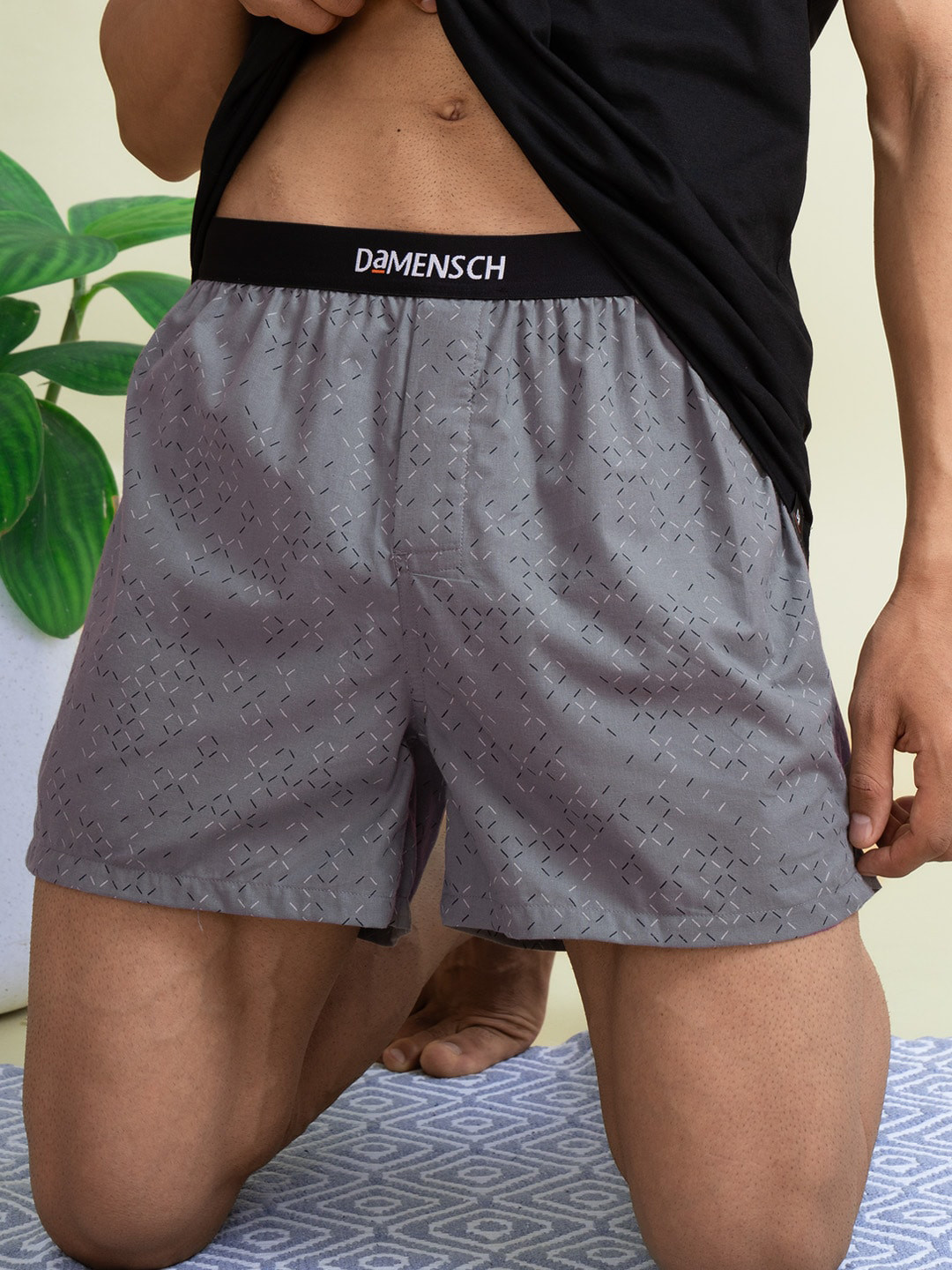 Buy DAMENSCH Pure Cotton Inner Boxers IB1002 PIXLGR - Boxers for Men ...