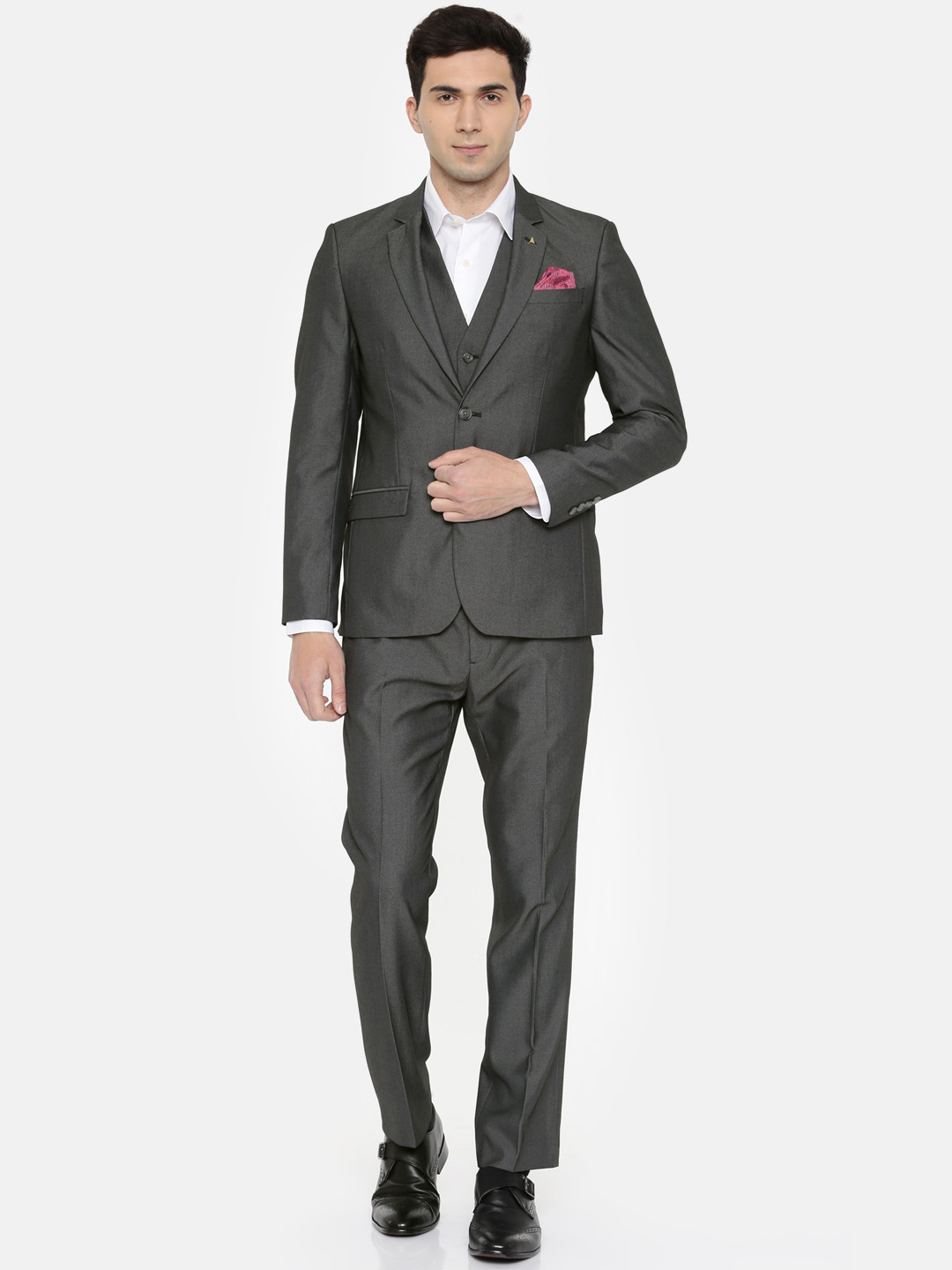 Buy Arrow Men Grey Body Tailored Fit Formal Suit - Suits for Men ...