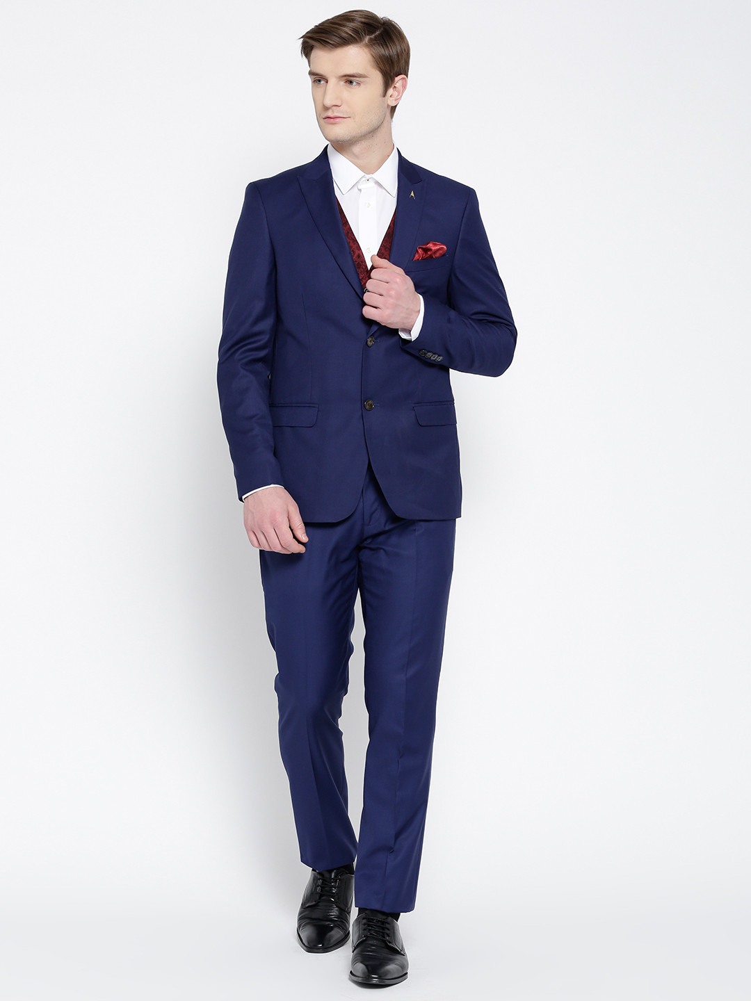 Buy Arrow Men Blue Body Tailored Fit Partywear Suit - Suits for Men ...