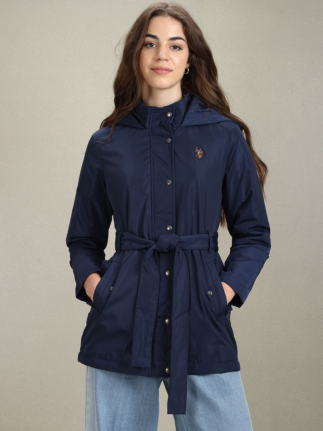 Buy U.S. Polo Assn. Women Hooded Longline Parka Jacket - Jackets for ...