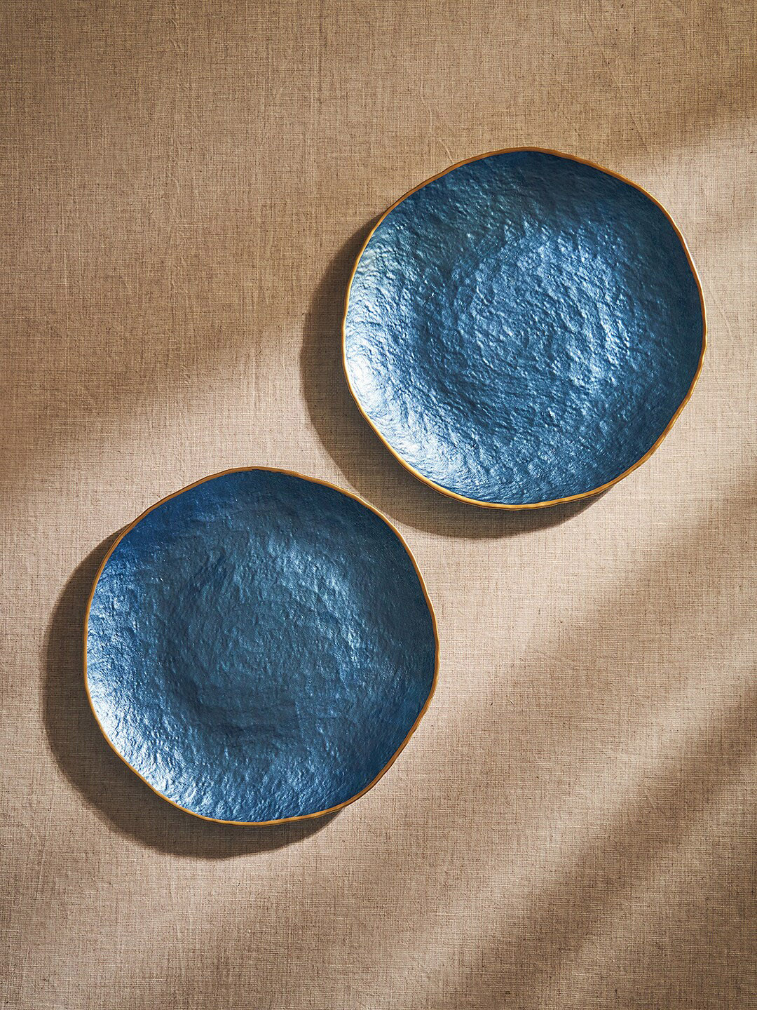 Buy Pure Home And Living Blue 2 Pieces Textured Glass Matte Plates ...