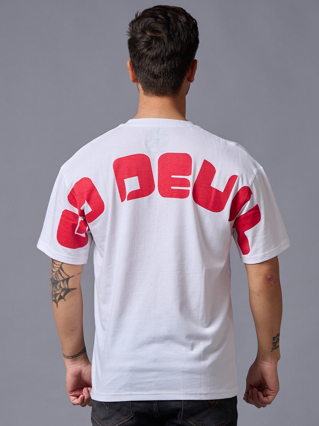 Buy GO DEVIL Typography Printed Drop Shoulder Sleeves Pure Cotton T ... Buy GO DEVIL Typography Printed Drop Shoulder Sleeves Pure Cotton T ...