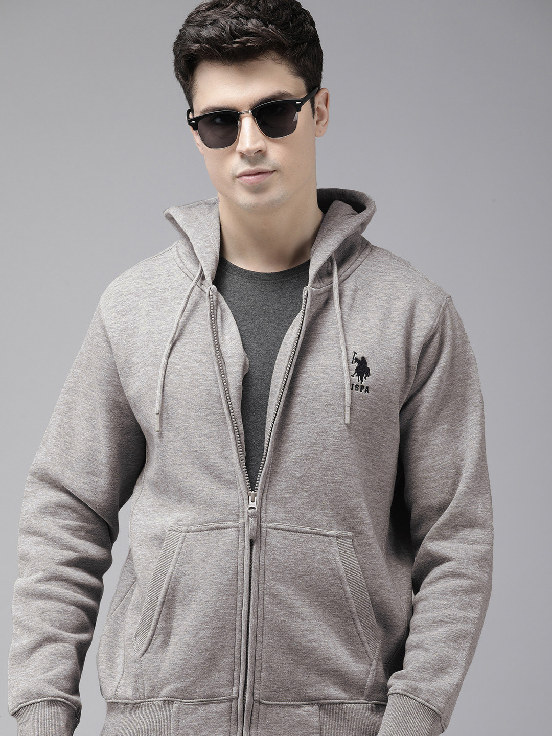 Buy U.S. Polo Assn. Embroidered Front Open Hooded Sweatshirt ...