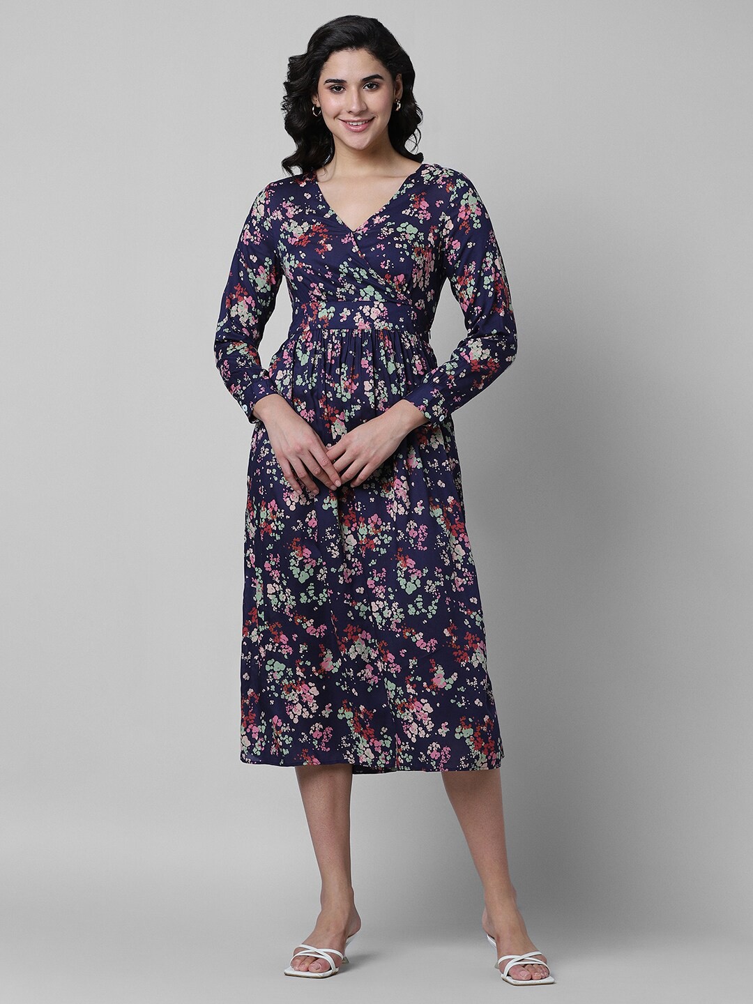 Buy Pantaloons Floral Printed Puff Sleeve Fit And Flare Midi Dress