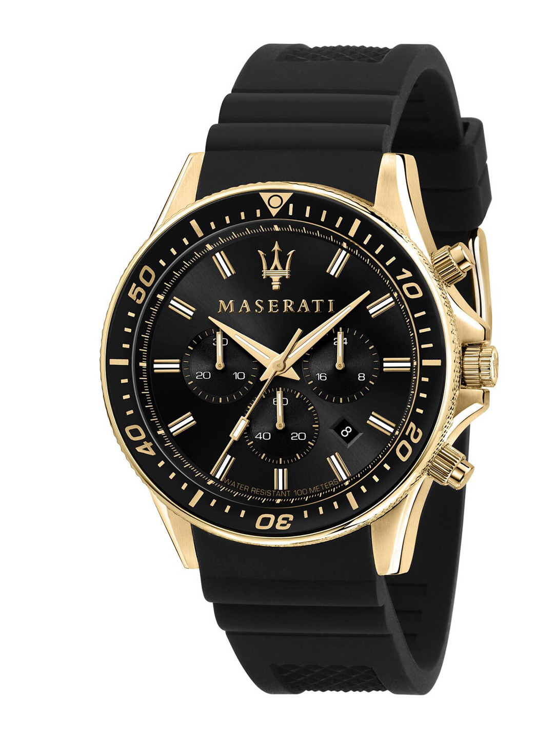 Buy Maserati Men Black Dial & Black Wrap Around Straps Chronograph ...