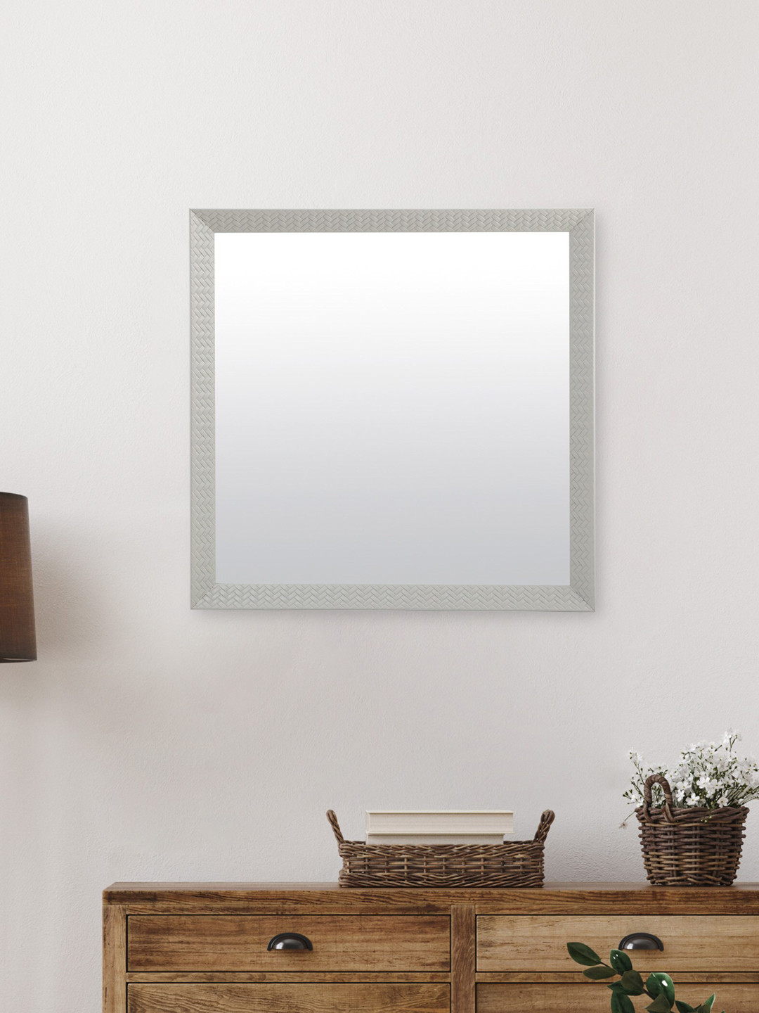 Buy Home Centre Grey Textured Framed Wall Mirror - Mirrors for Unisex ...