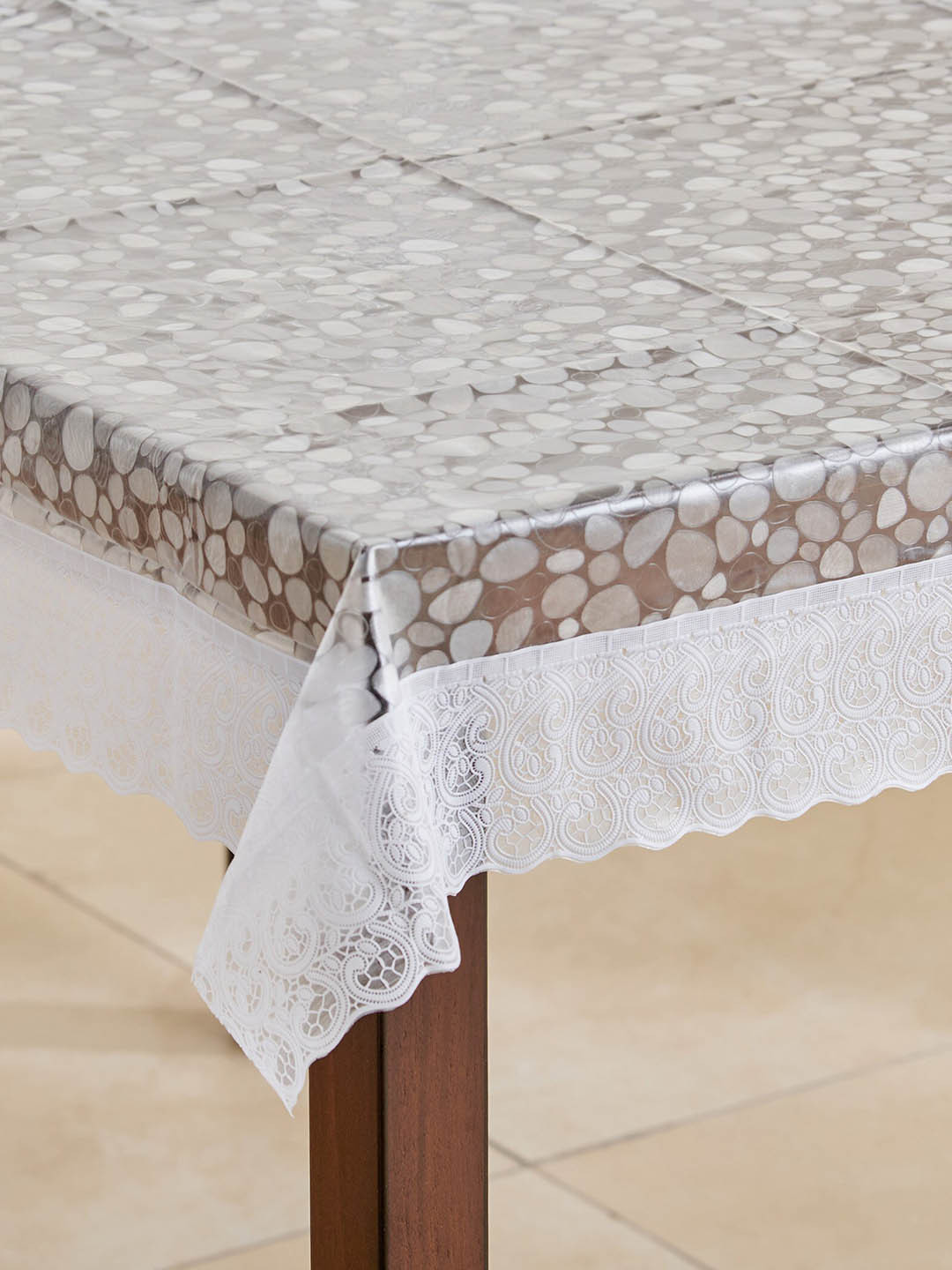 Buy Home Centre Corsica White Printed 4 Seater Table Cover - Table ...