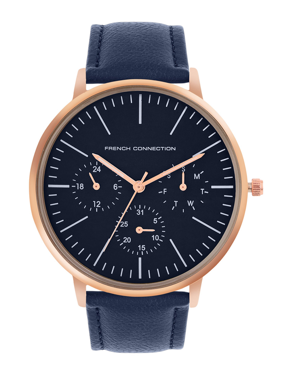 Buy French Connection Men Leather Straps Multi Function Analogue Watch ...