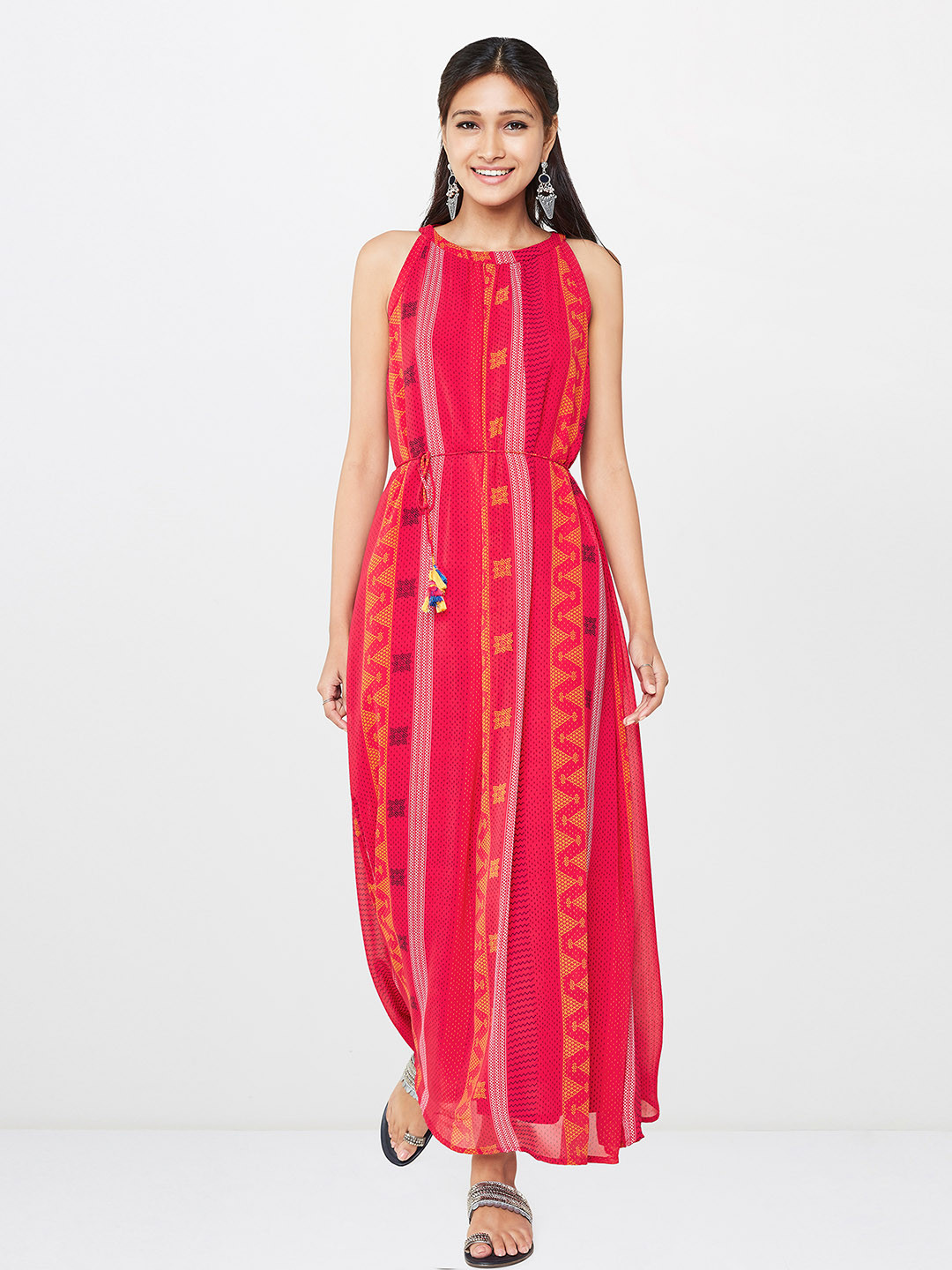 Buy Global Desi Women Pink Printed Maxi Dress - Dresses for Women ...