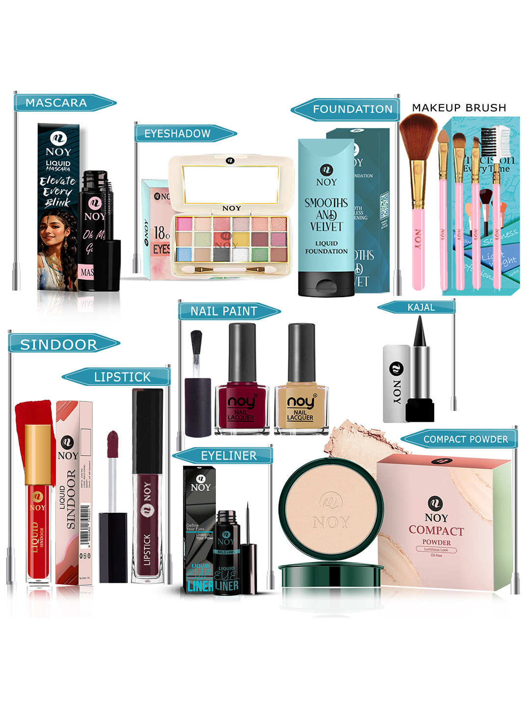 Buy NOY Set Of 15 Oasis Makeup Combo Gift Set YN137 - Makeup Kit for ...