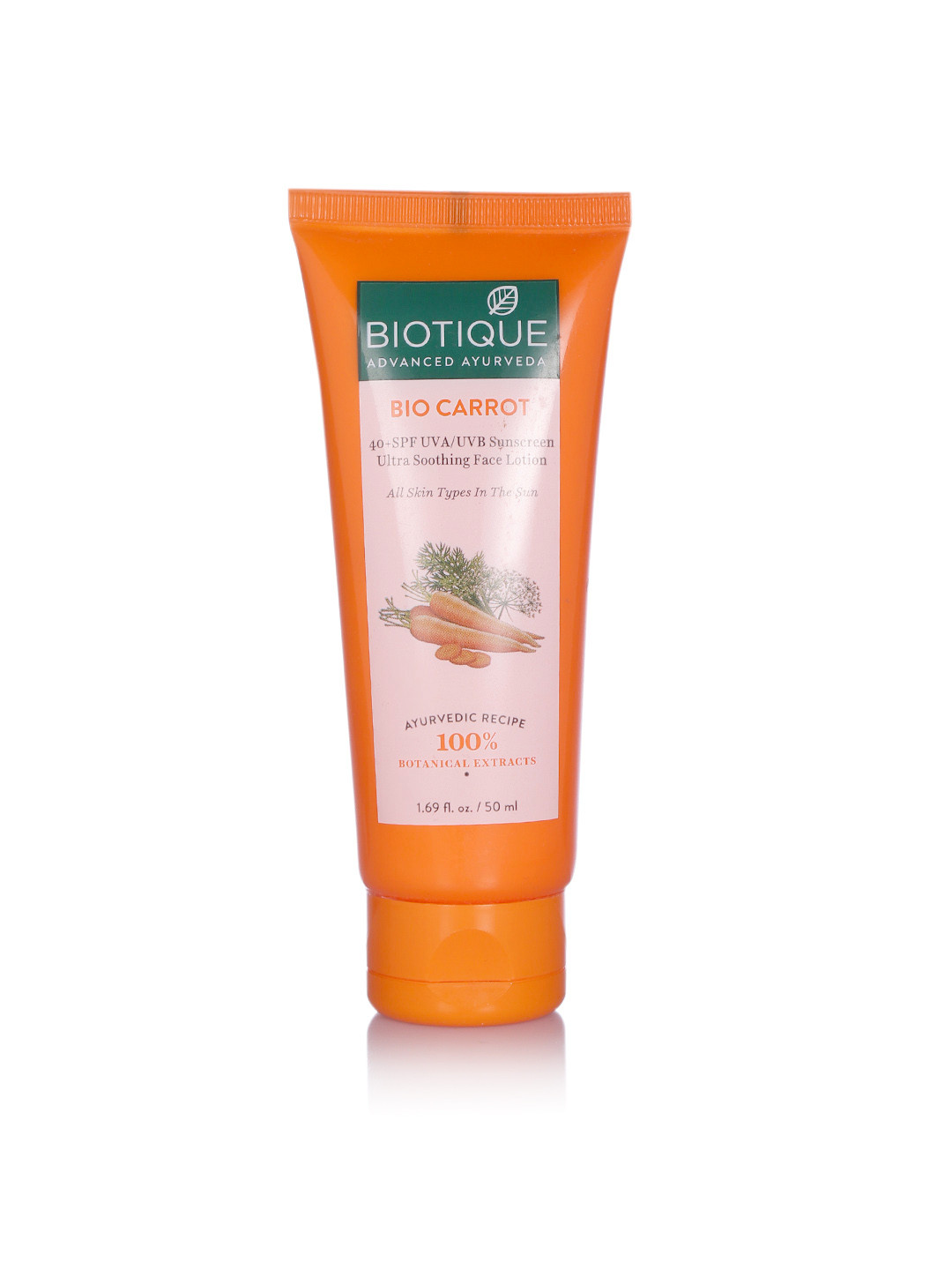 Buy Biotique Bio Carrot SPF40+ Sunscreen Ultra Soothing Face Lotion 50 ...