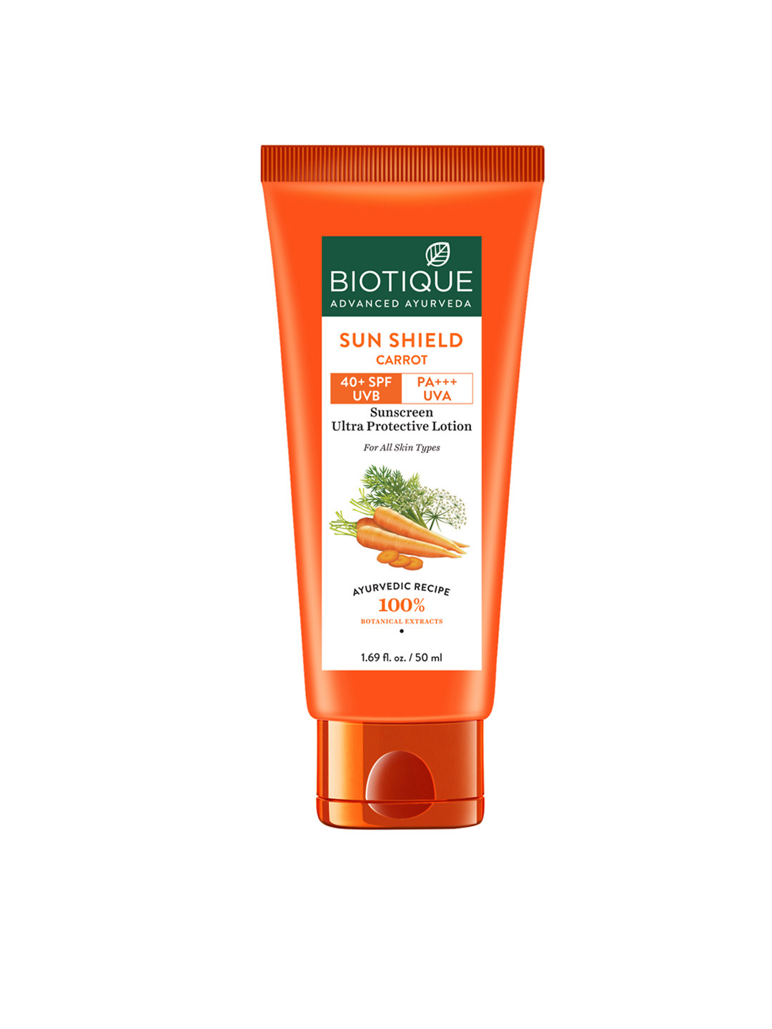 Buy Biotique Bio Carrot SPF40+ Sunscreen Ultra Soothing Face Lotion 50 ...