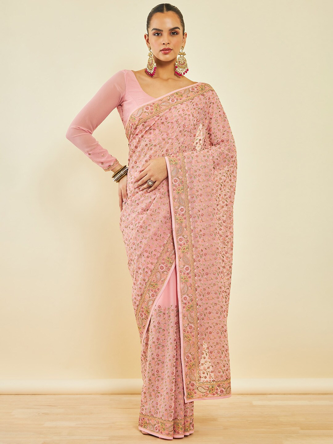 Buy Soch Floral Embroidered Saree - Sarees for Women 24328632 | Myntra