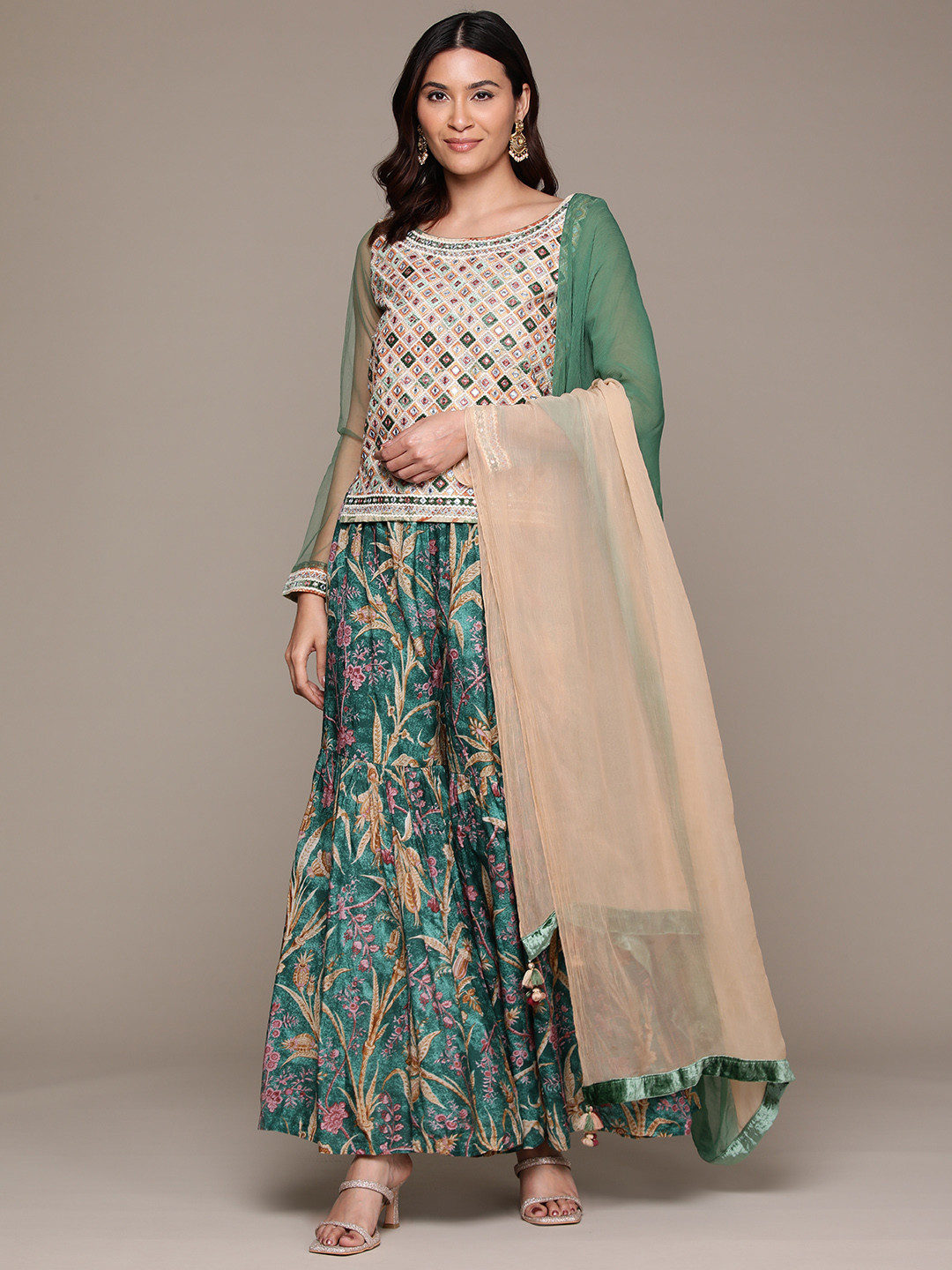 Buy Ritu Kumar Women Embroidered Regular Mirror Work Pure Cotton Kurti ...