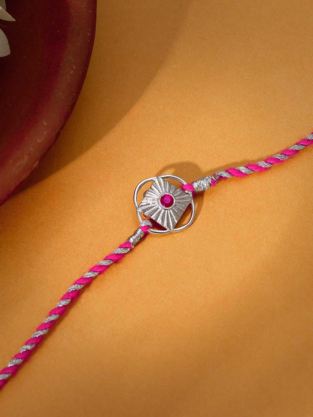 Buy GIVA 925 Sterling Silver Stone Studded Rakhi - Rakhi for Unisex ...