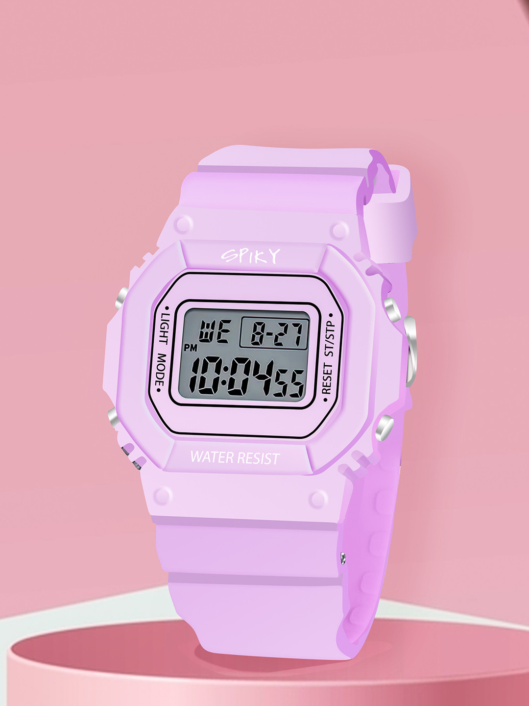 Buy Spiky Unisex Kids Purple Dial & Purple Wrap Around Straps Digital ...