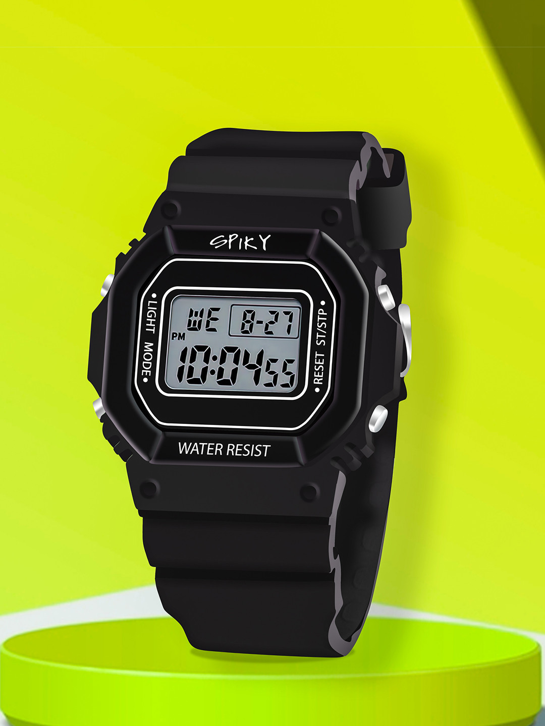 Buy Spiky Unisex Kids Black Dial & Black Straps Digital Multi Function ...